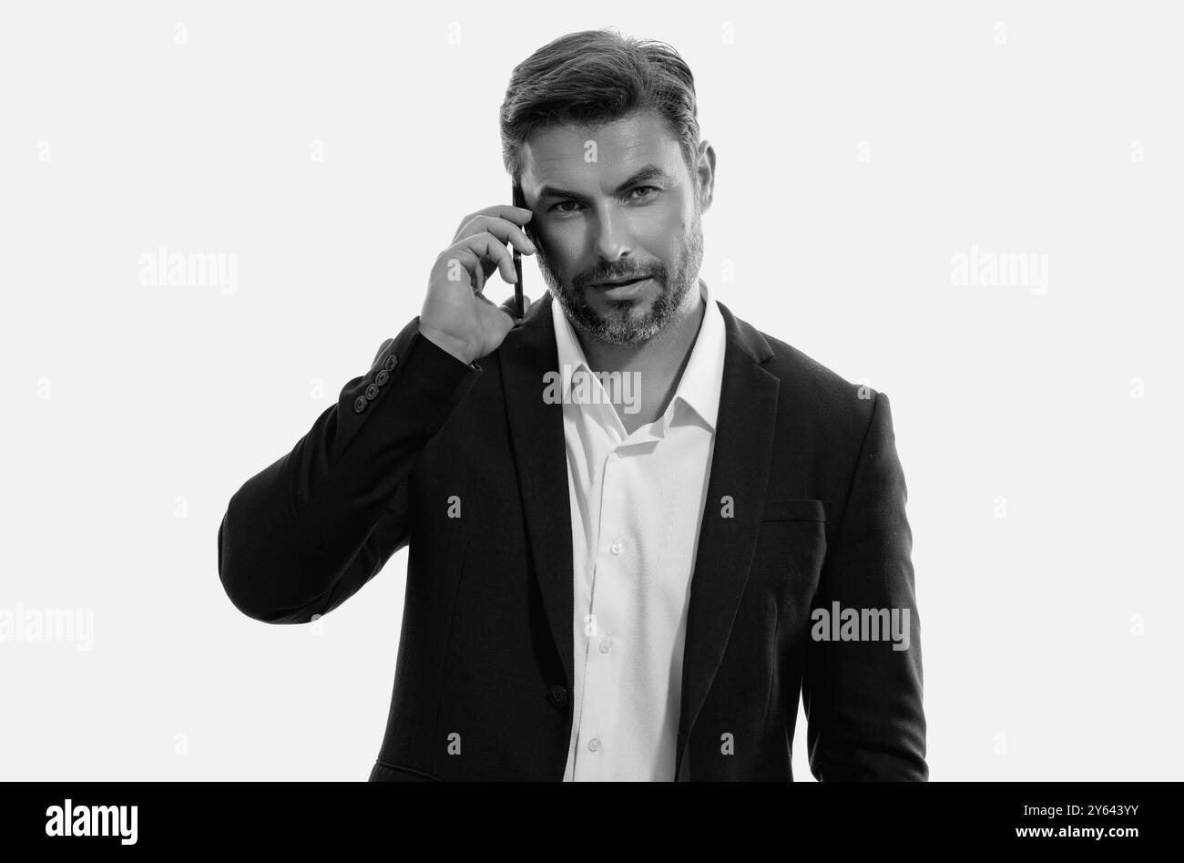 Handsome millennial guy using Black and White Stock Photos & Images - Alamy