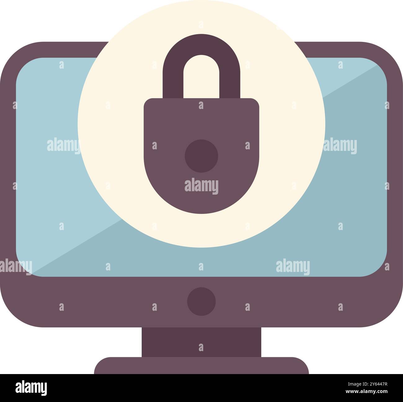 Computer security system showing closed lock icon protecting ...