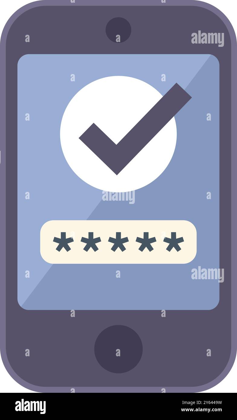 Smartphone is showing a green check mark indicating a correct password ...