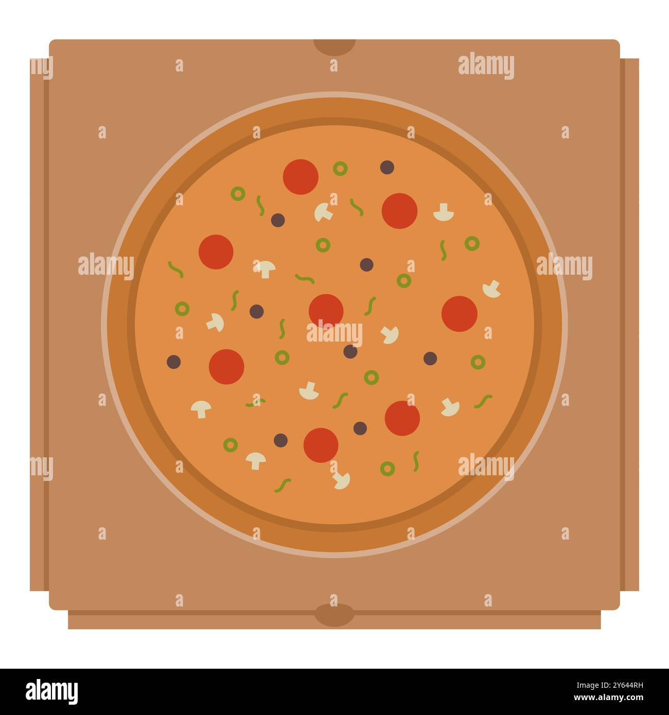 Closed Pizza Box Design Vector. Delicious Pizza with Toppings. Pizza ...