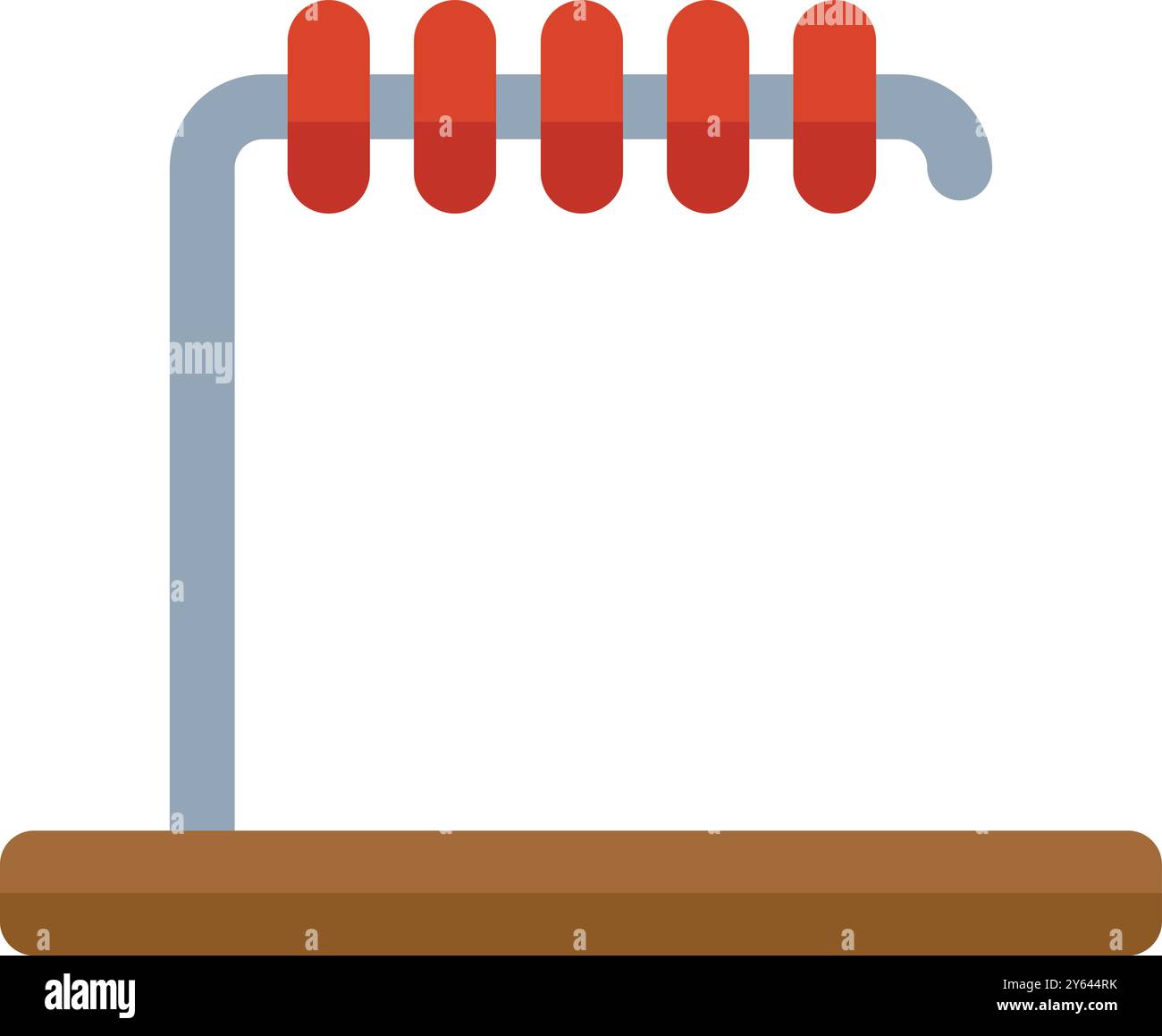 Abacus showing numbers with red beads on metal frame on white ...