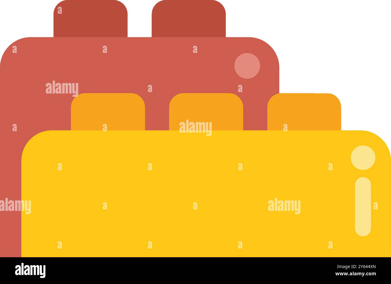 Two colorful toy bricks connecting together showing the concept of ...