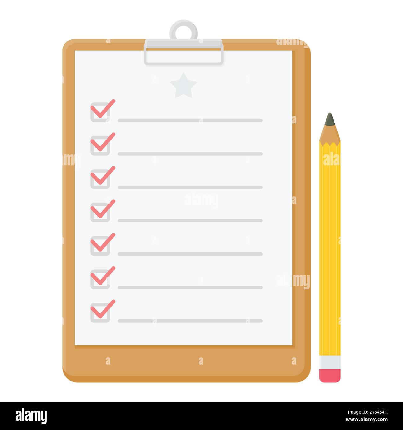 Vector Clipboard with Pencil Checklist. Red Checklist Box Icon. Wooden ...