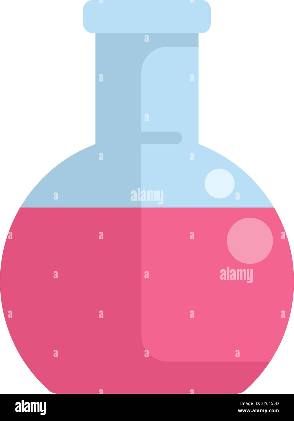 Round bottom flask containing pink liquid, a common piece of laboratory ...