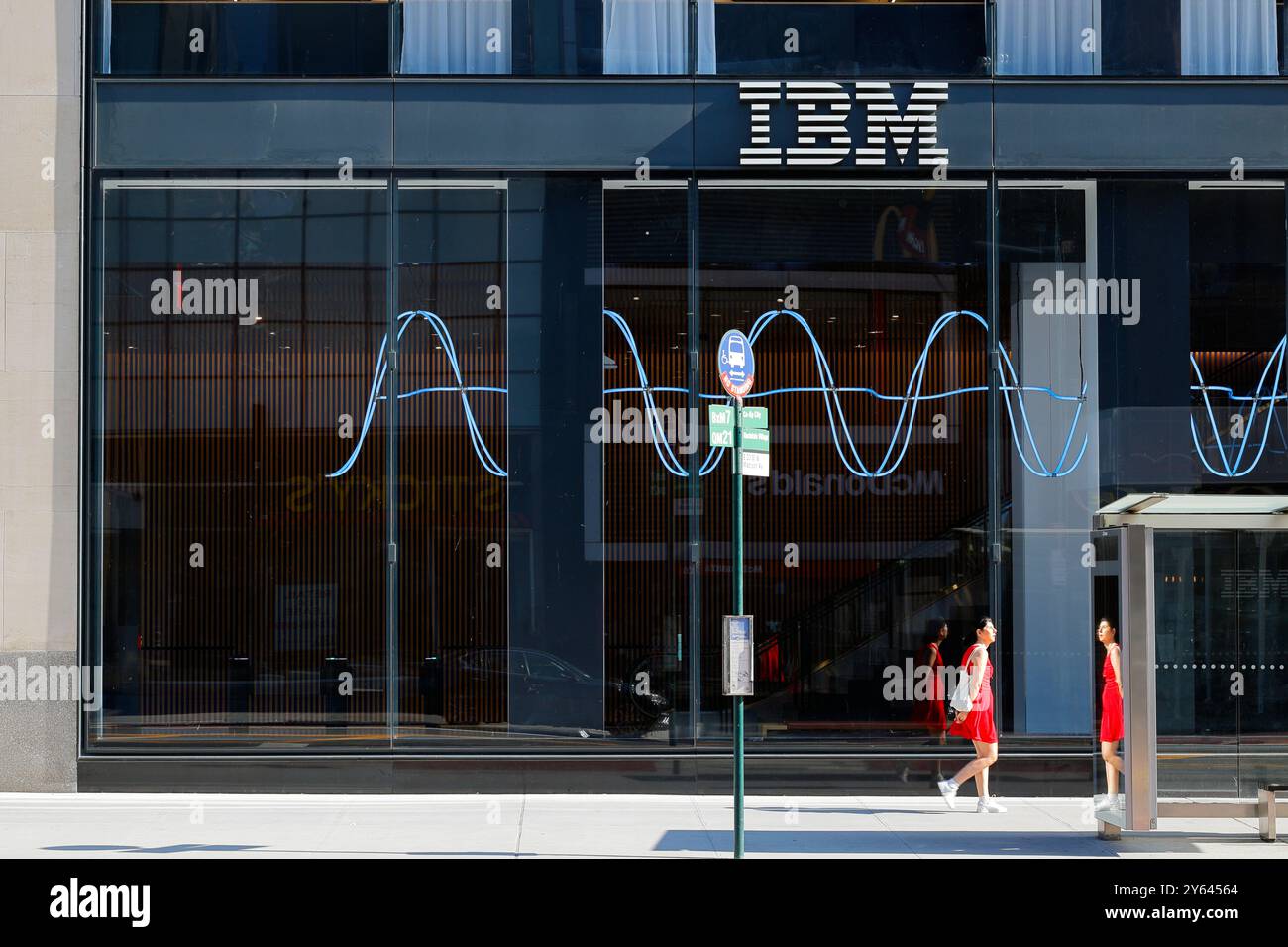 IBM, One Madison Ave, New York. NYC storefront photo of IBM's flagship corporate office in the ...