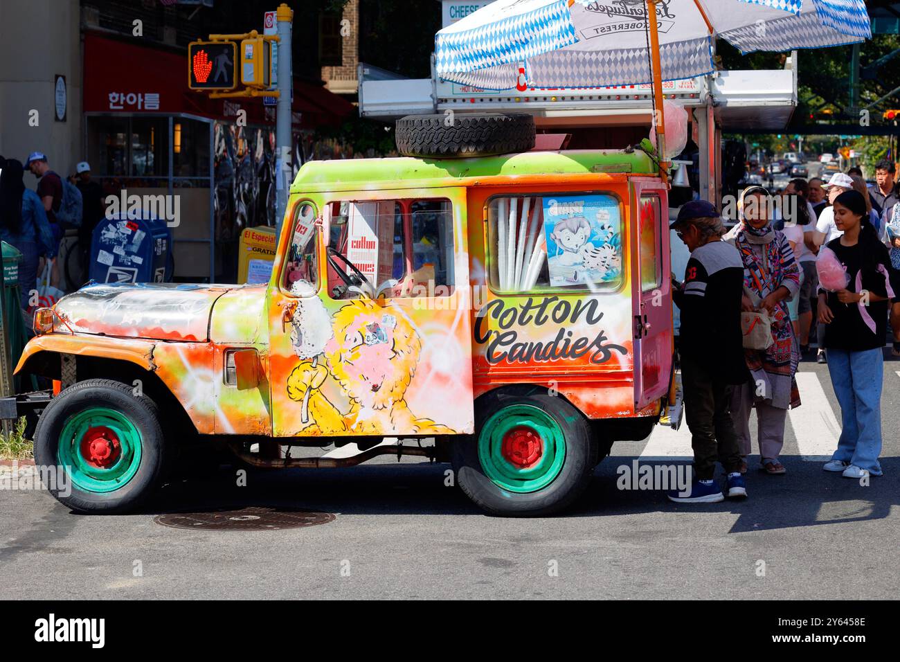 A Jeep DJ-5 mail truck converted into a food truck vending cotton candy ...