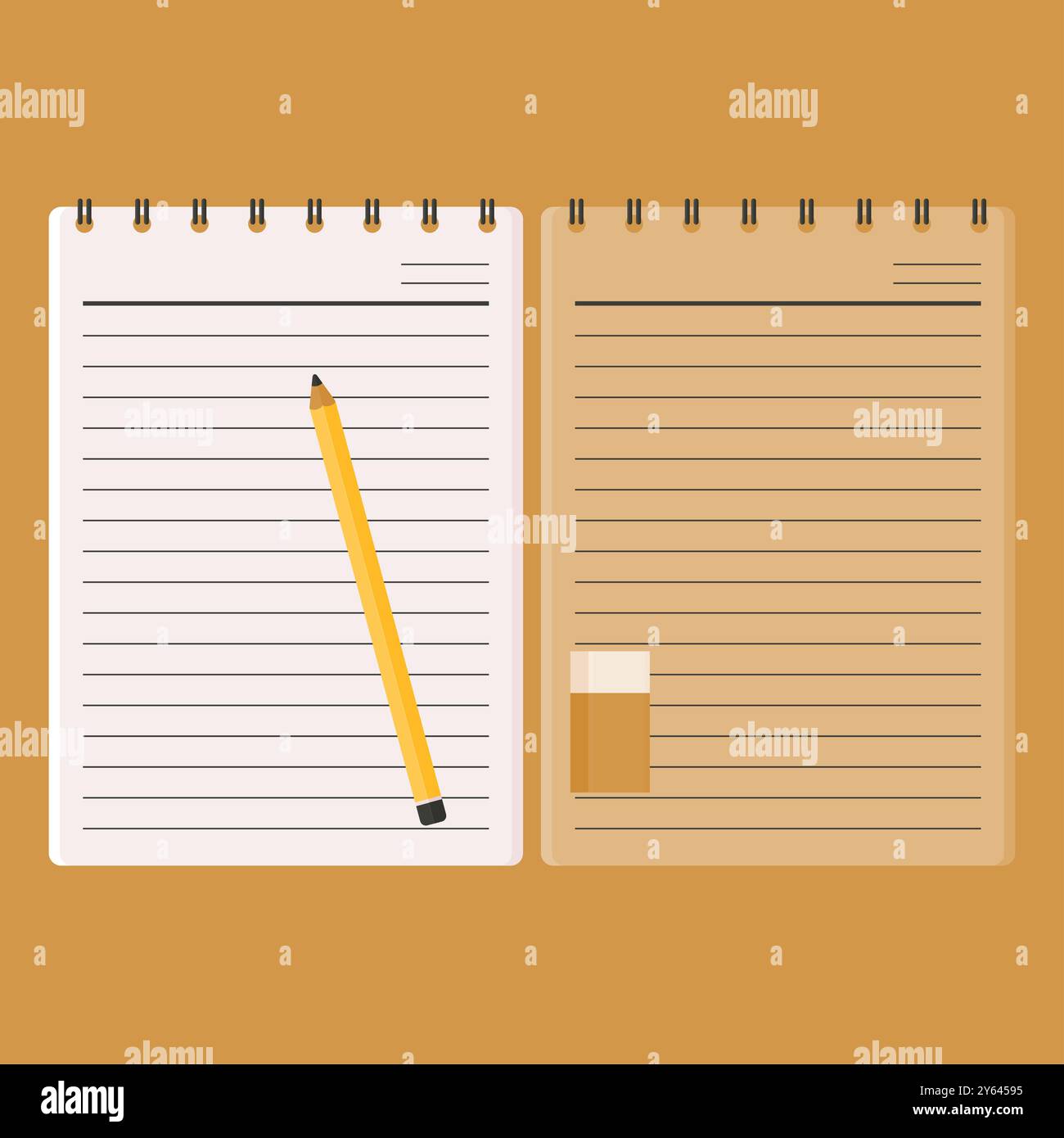 Blank White Note Paper Vector with Pencil Eraser. Striped Note Paper ...