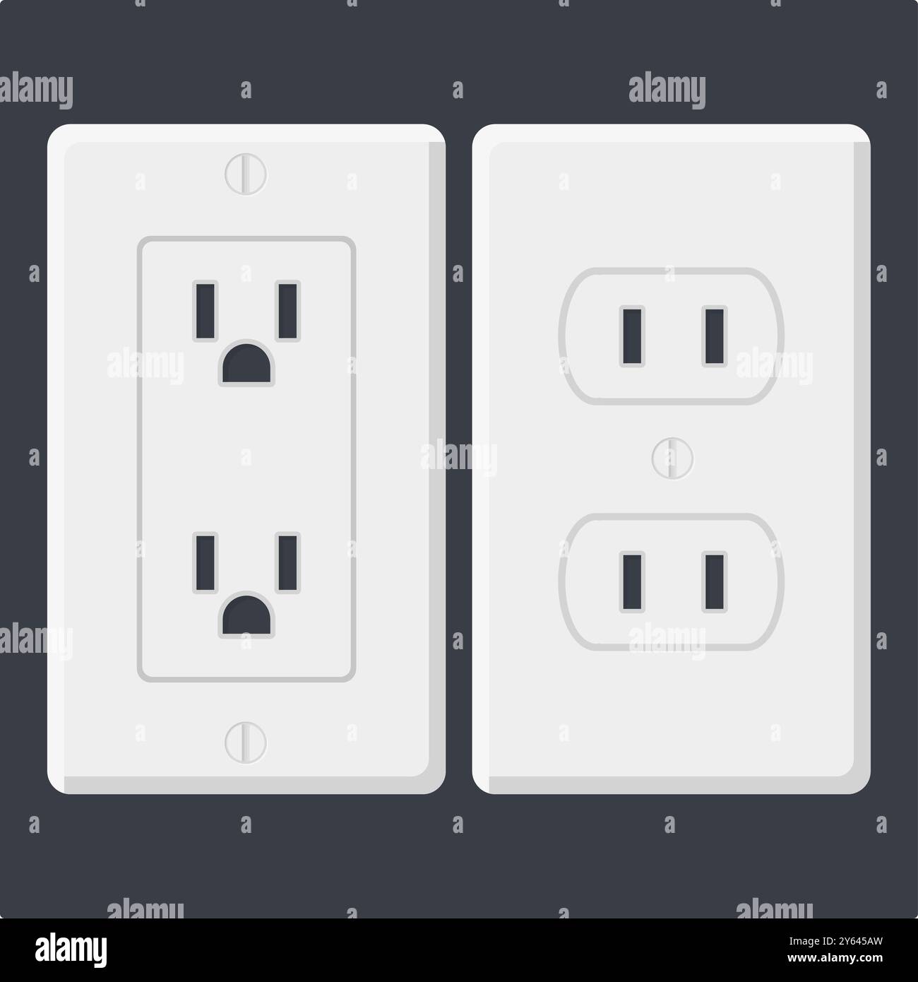 White Electric Socket Vector. Wall Socket Illustration. Power ...