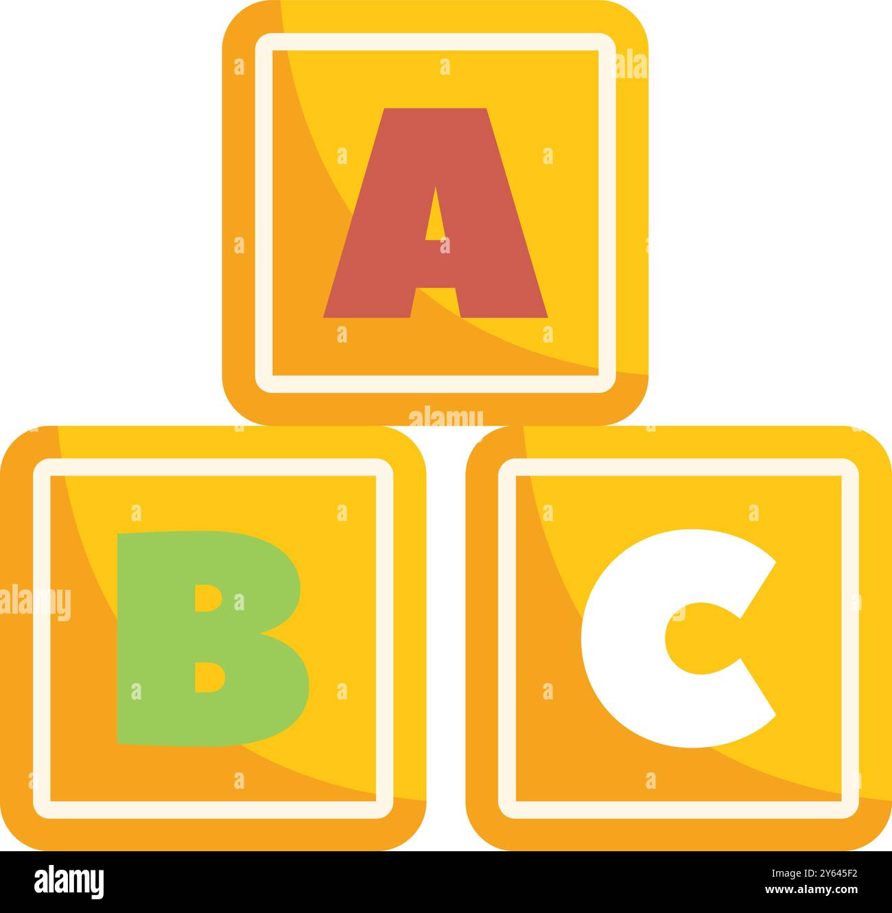 Three colorful wooden blocks forming a pyramid with the letters a, b ...
