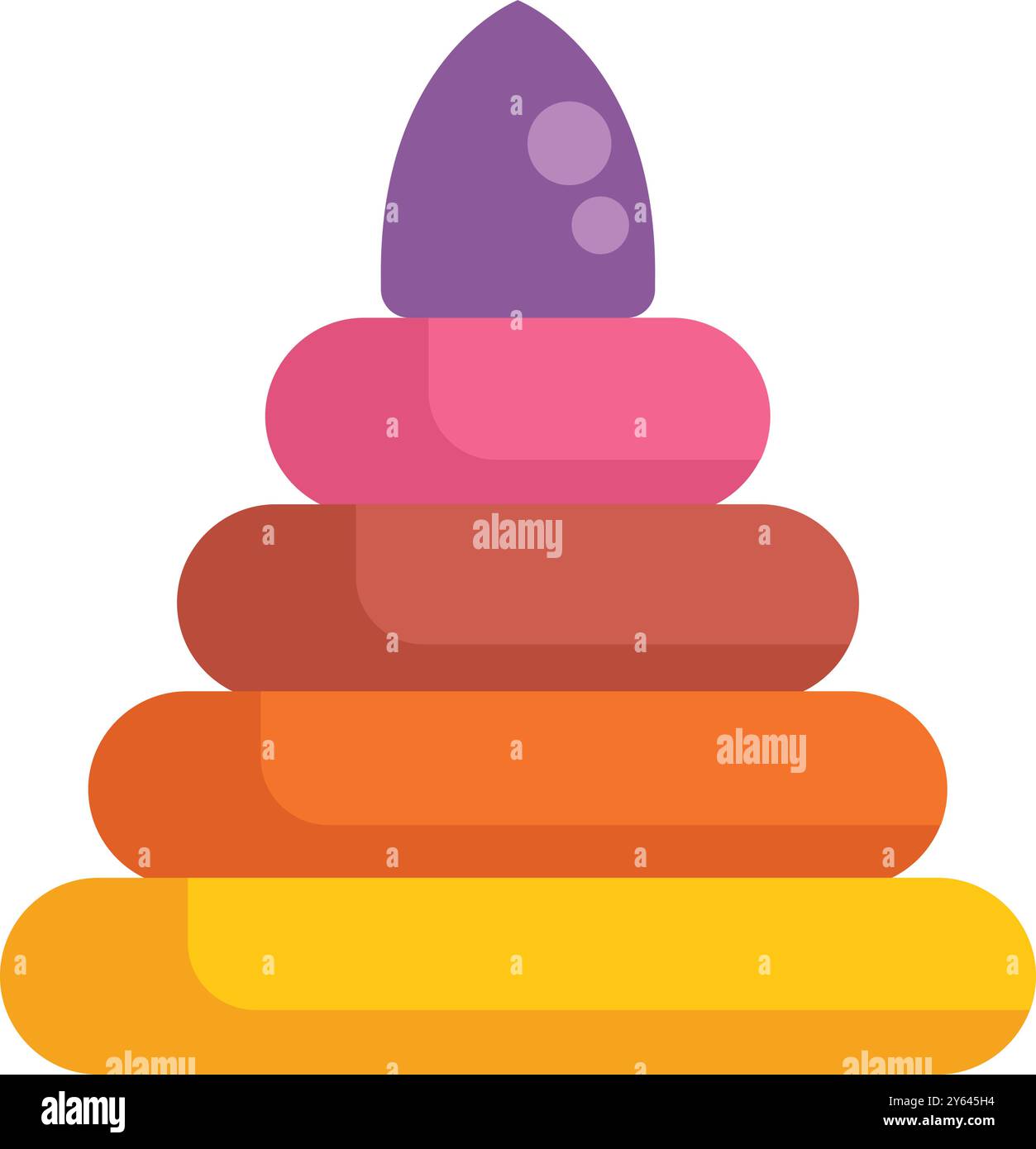 Classic toy pyramid with colorful rings is standing on a white ...