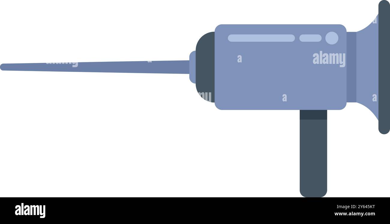 Gray electric hammer drill with long sharp drill bit for construction ...