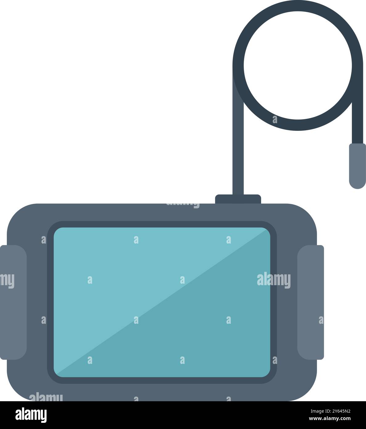 Echo sounder with round sensor is showing water depth for fish finding ...