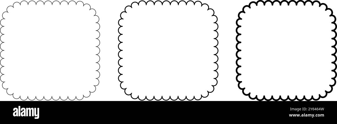 Rectangle scalloped frame. Scalloped edge square shape border. Simple ...
