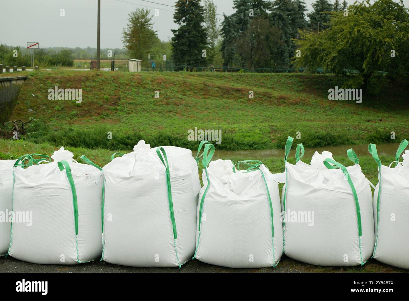 Barrier sandbag protection flood river water barrier flooded wall rain ...