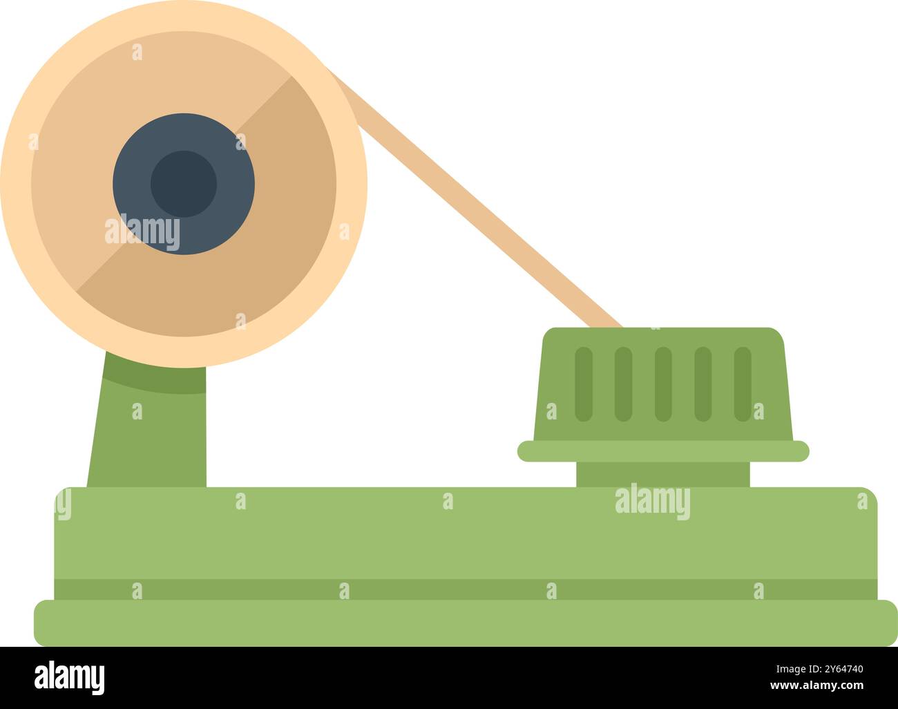 Green tape dispenser holding transparent adhesive tape for office or ...