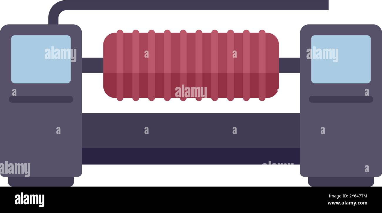 Industrial equipment is processing material with a rotating cylinder ...