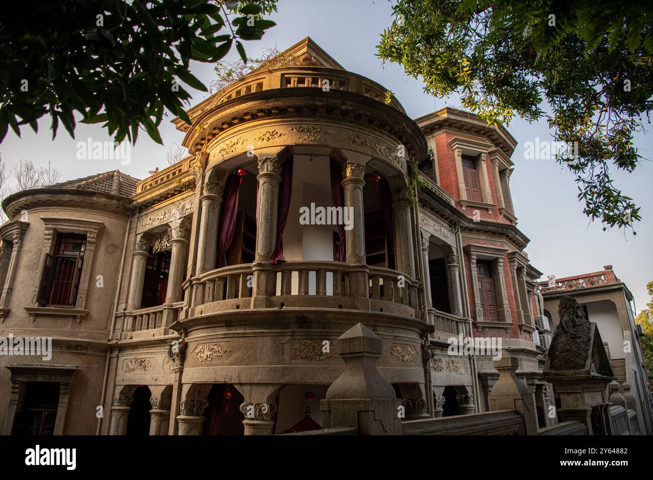 The wooden window of the colonial style house on Gulangyu island ...