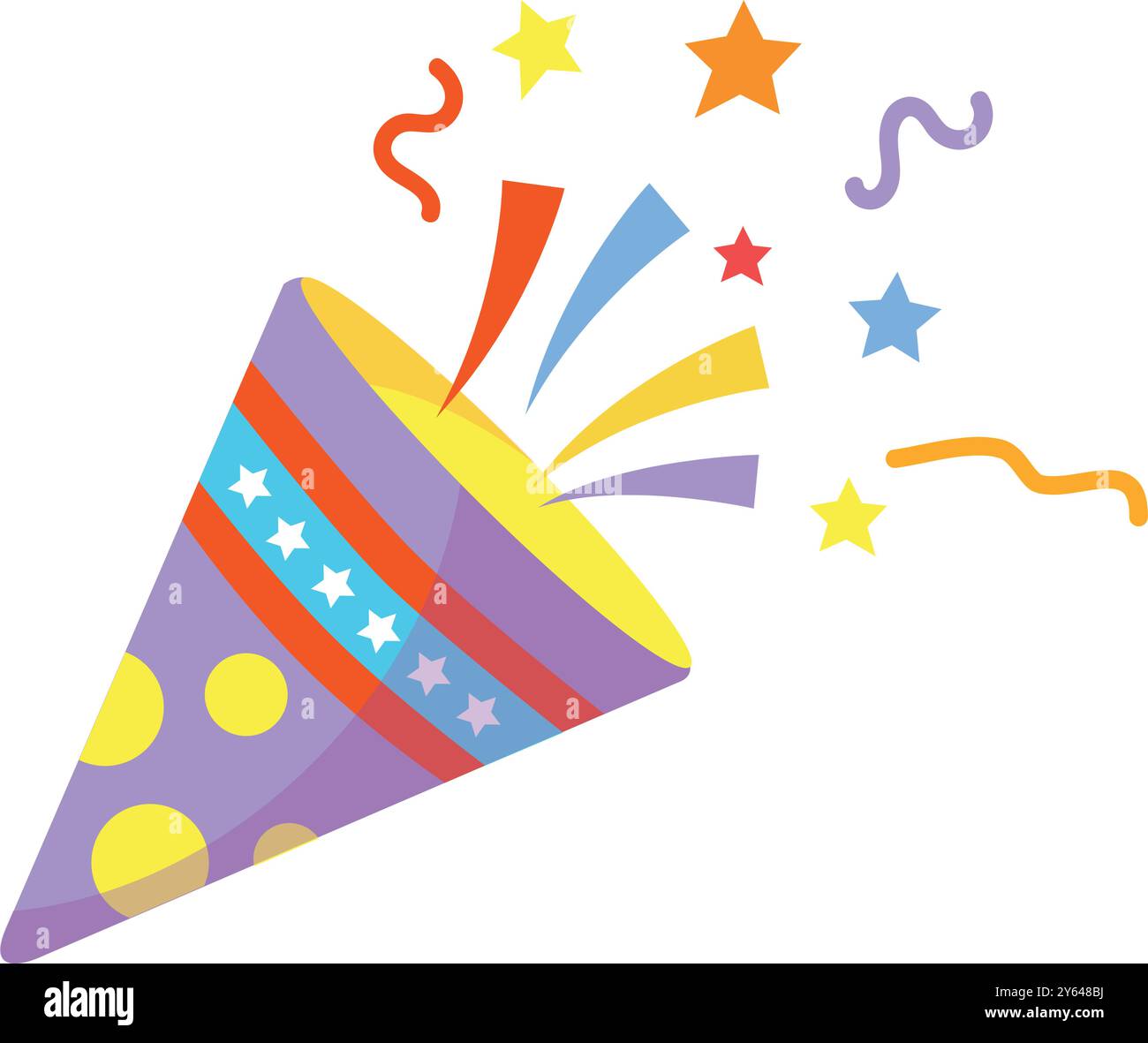 Set confetti party popper icon, fireworks logo, cap, flat design ...