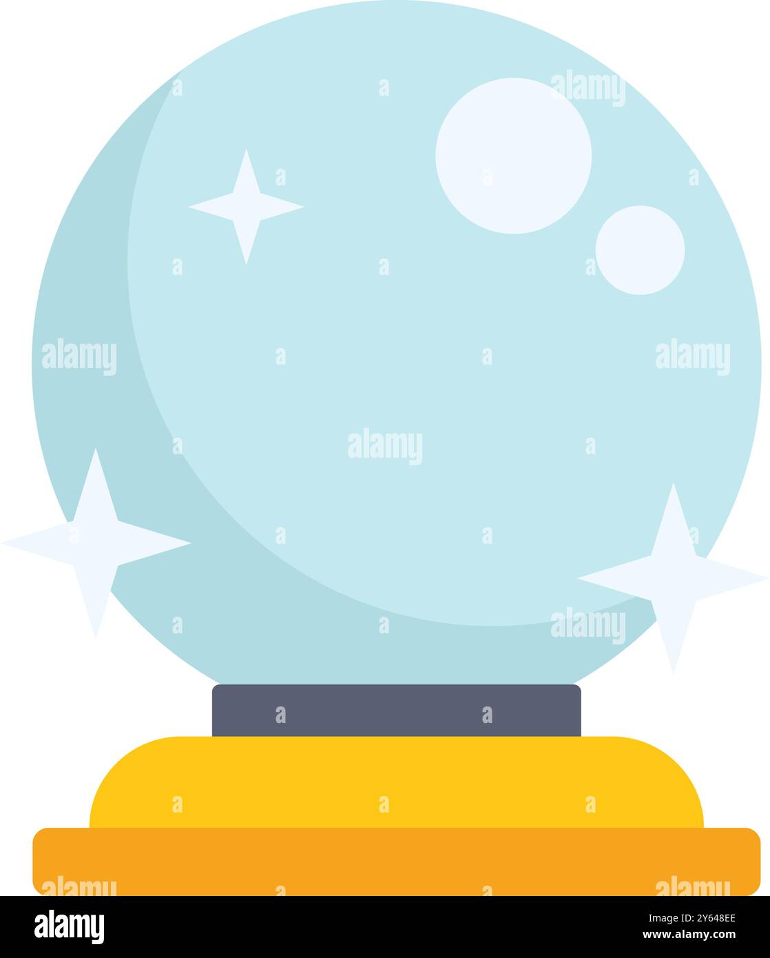 Crystal ball is shining on a golden stand, predicting the future with ...