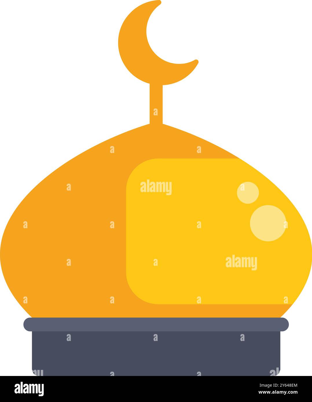 This vector illustration features a golden dome with a crescent moon ...