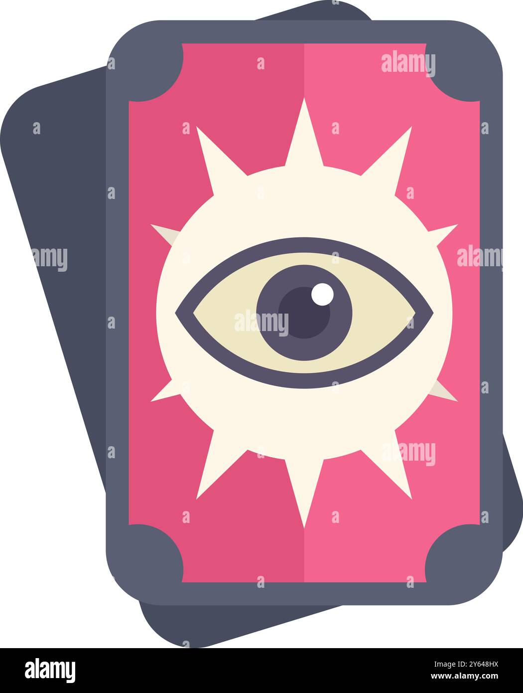 Stack of tarot cards laying face down with the top card showing an eye ...