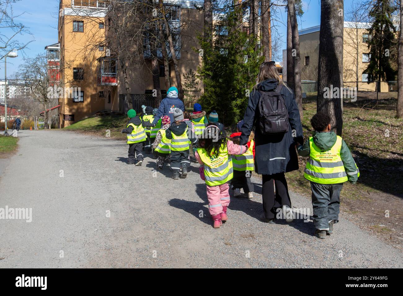 Kindergarten children out for a walk. Stockholm, Sweden Stock Photo - Alamy