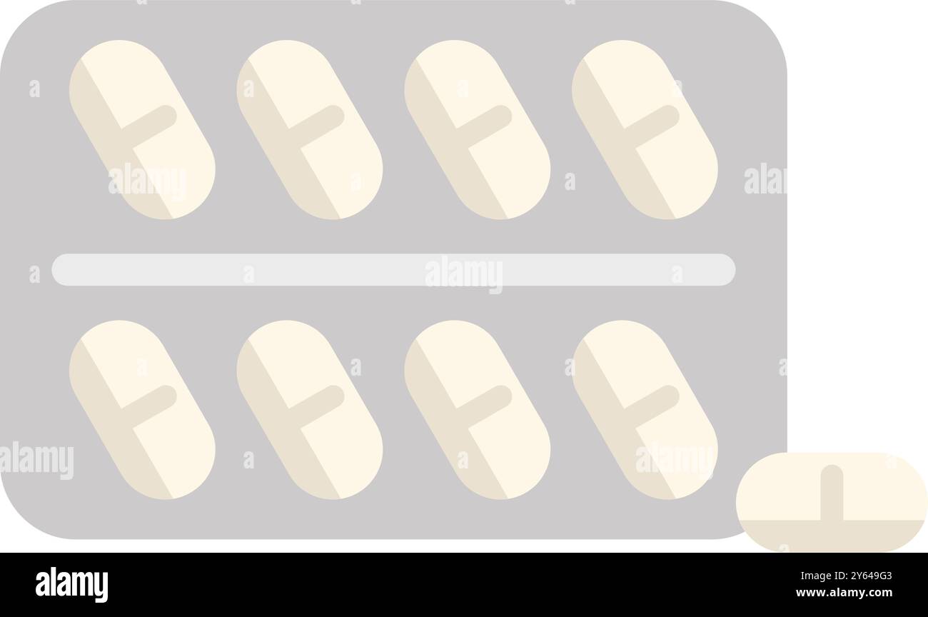 Blister pack containing prescription pills with one tablet outside ...