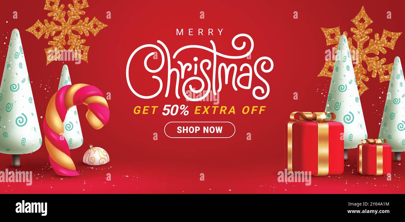 Christmas sale vector banner design. Merry christmas discount promo 50% ...