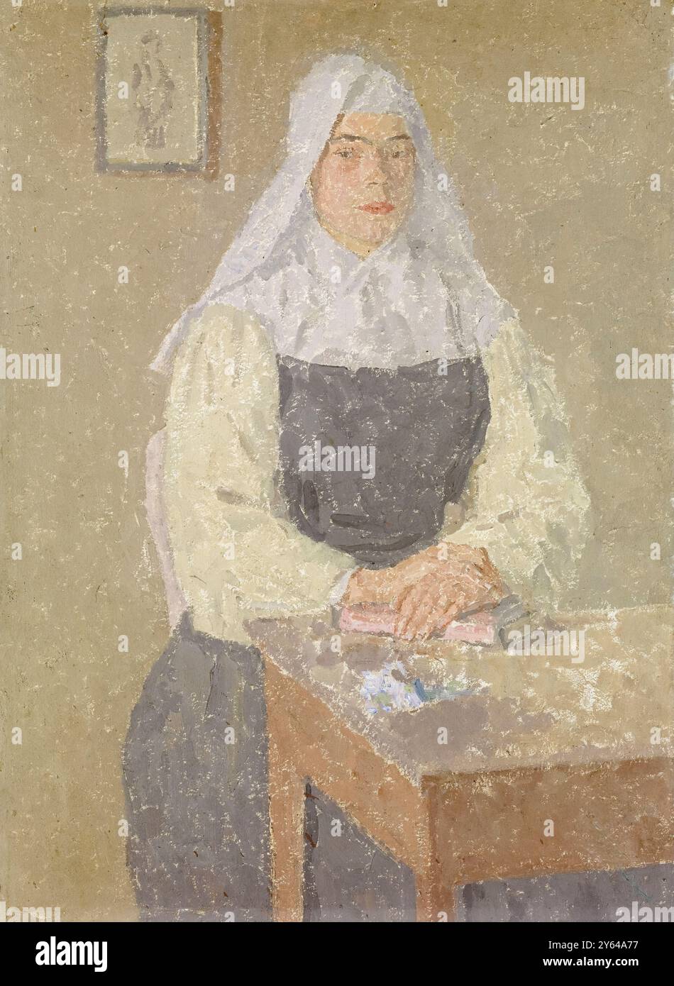 The Nun, portrait painting in oil on cardboard by Gwen John, 1915-1920 ...