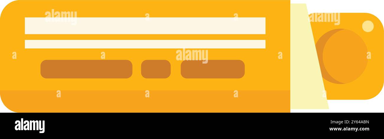 Simple vector illustration of a yellow glue stick lying horizontally ...