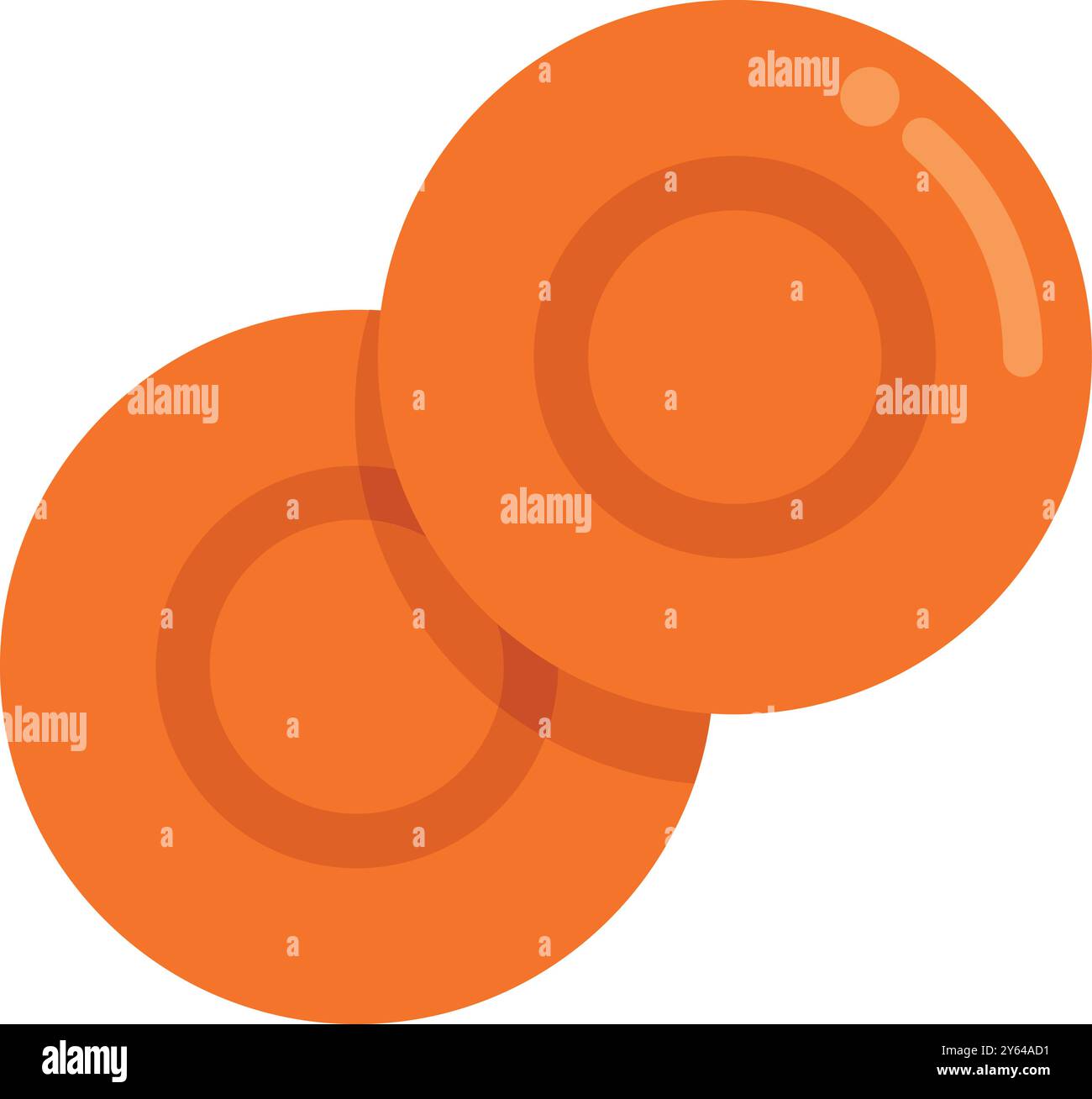 Two orange clay targets used for shooting practice are standing on a ...