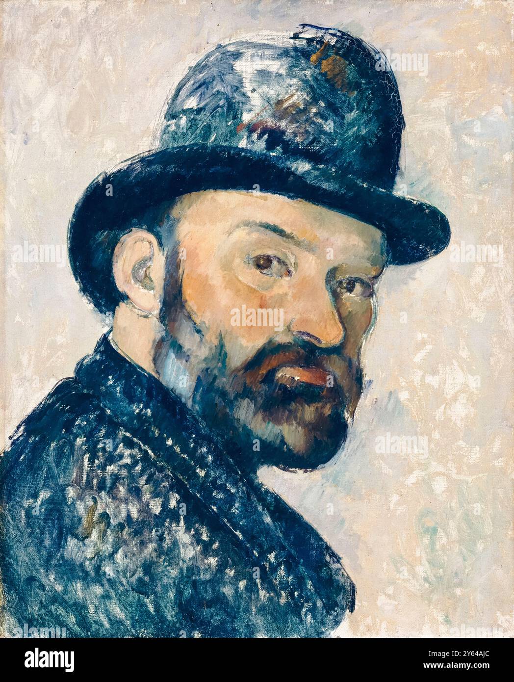 Paul Cezanne (1839-1906), Self-portrait in bowler hat, painting in oil ...