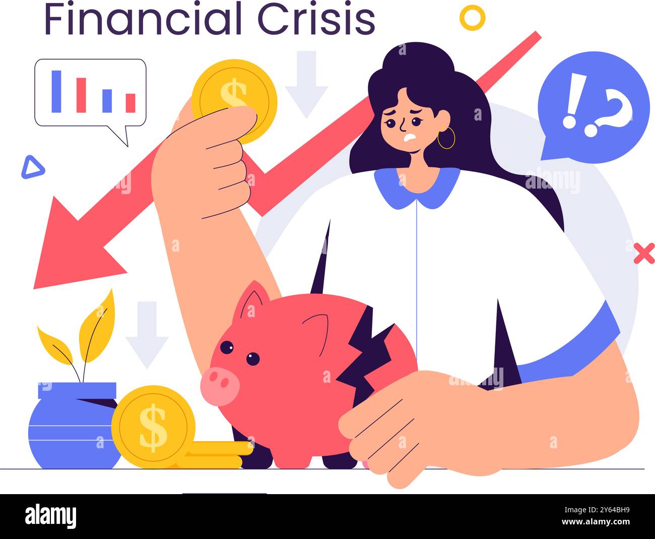 Financial Crisis Vector Illustration of Bankruptcy, Economic Collapse ...