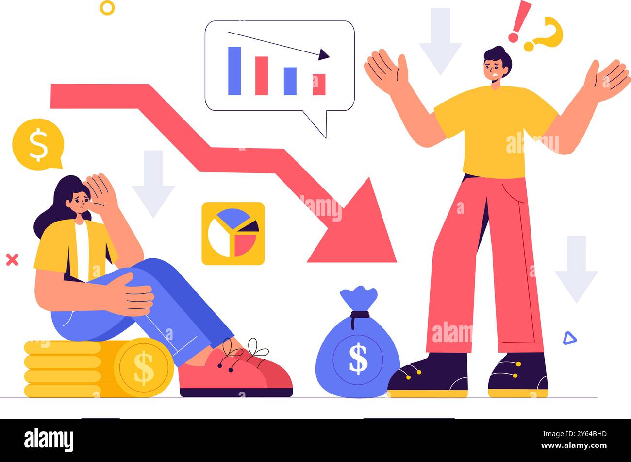 Financial Crisis Vector Illustration of Bankruptcy, Economic Collapse ...