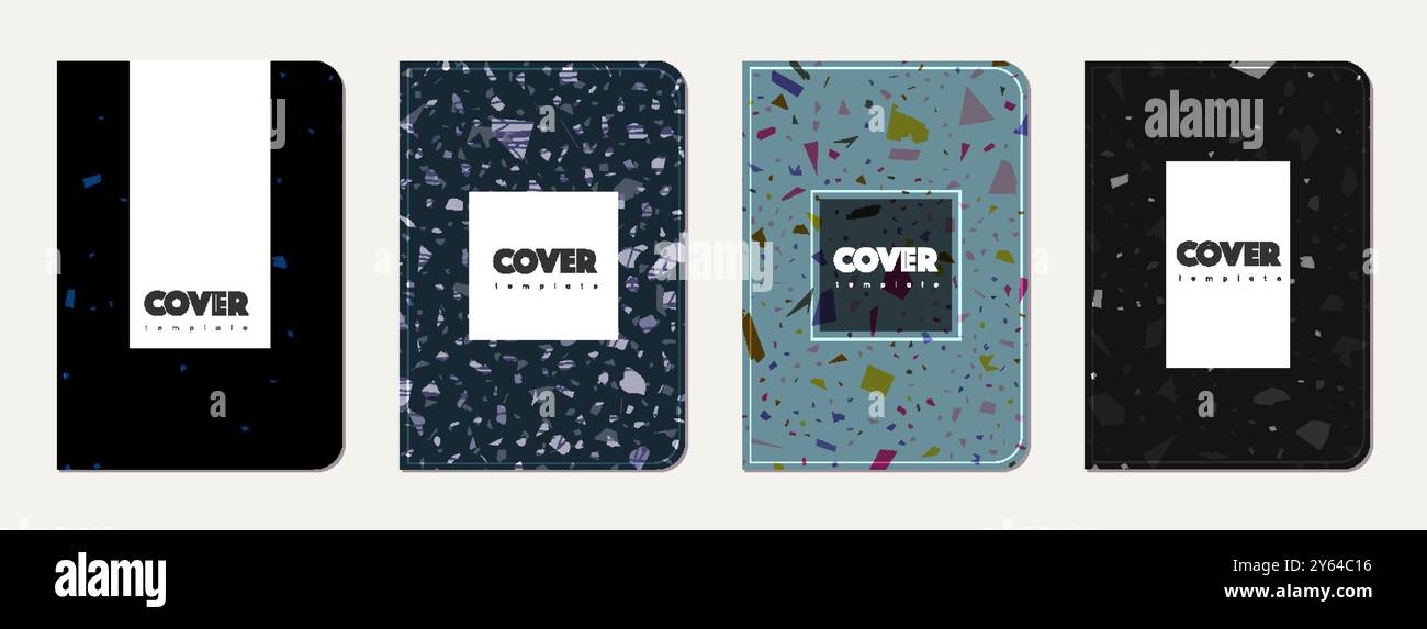 School diary cover design. Terrazzo abstract background made of natural ...