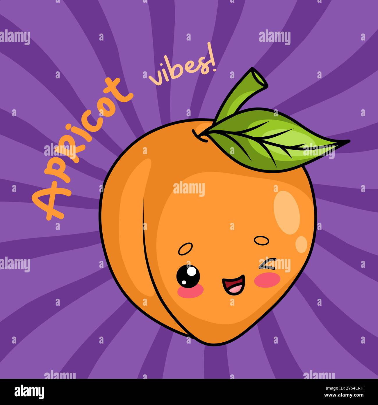 Cute orange apricot. Cartoon funny kawaii fruit character. Cool card ...