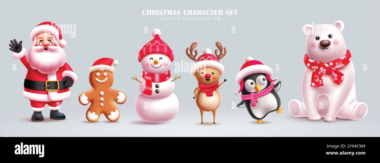 Christmas characters vector set banner design. Santa claus, ginger ...