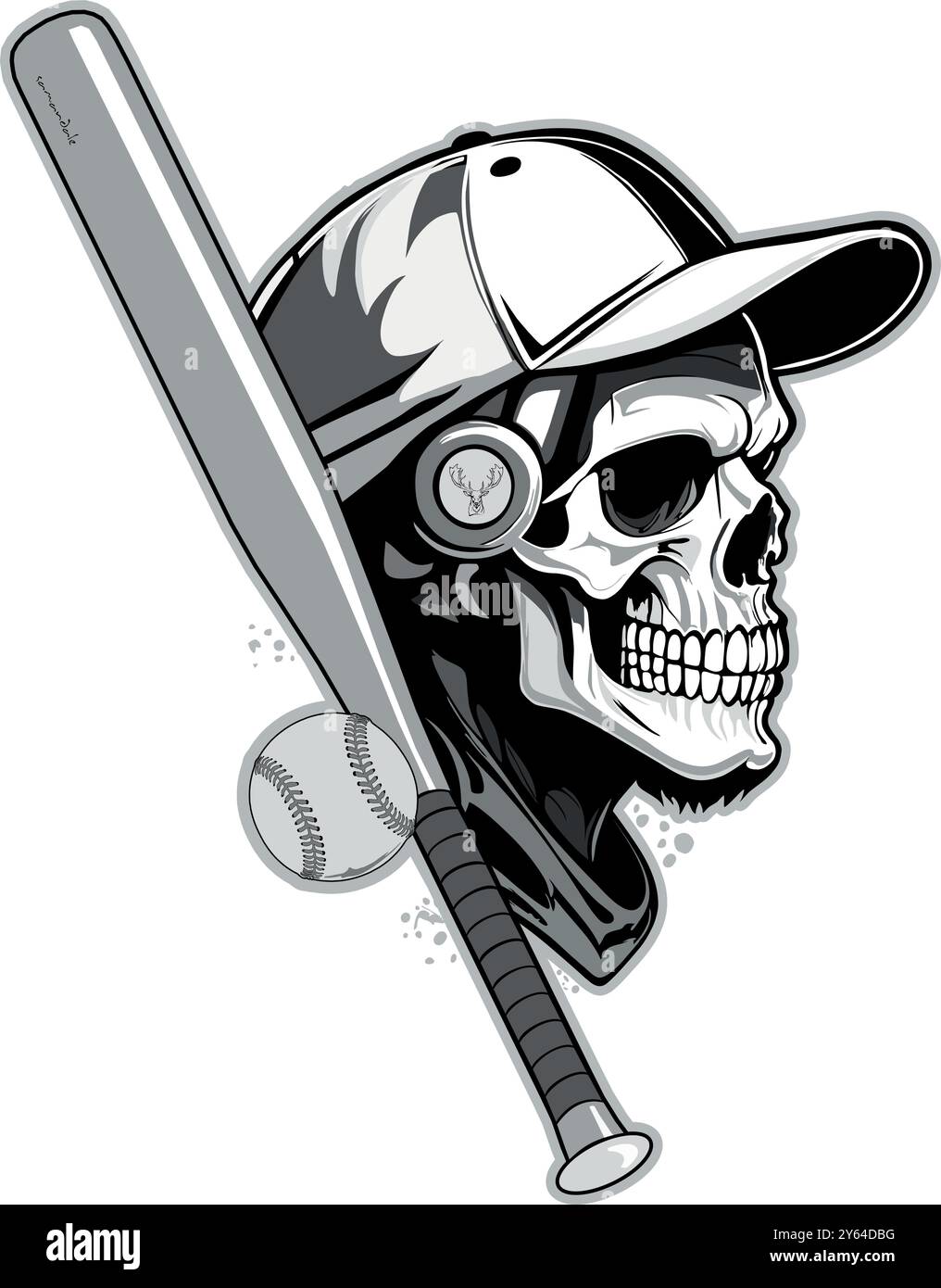 skull with a hat, a bat and a baseball Stock Vector Image & Art - Alamy
