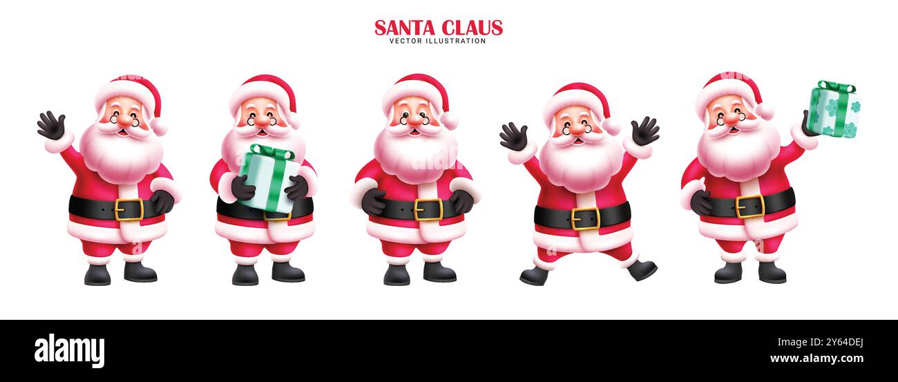 Christmas santa claus characters vector set design. Santa claus in ...