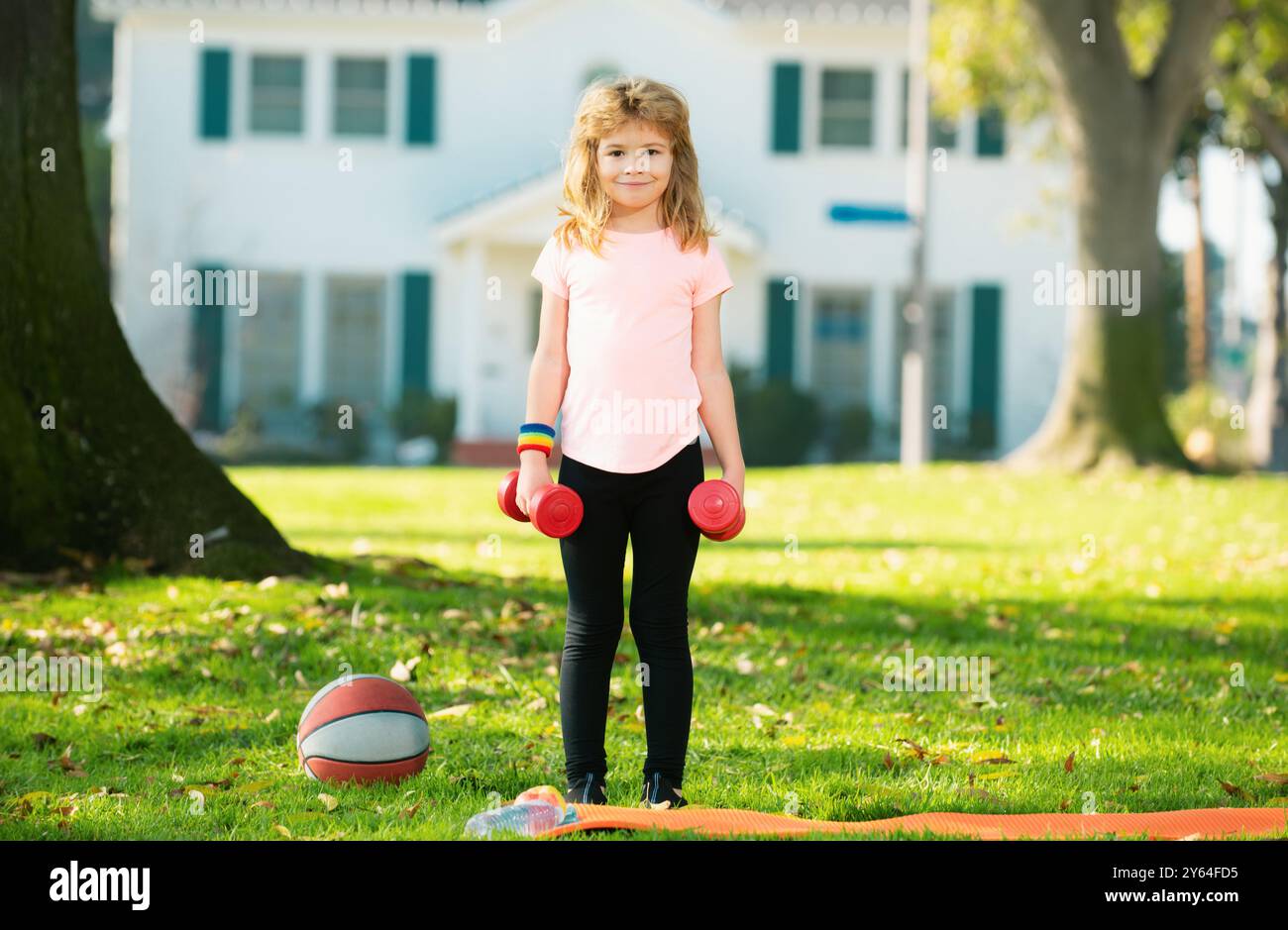 Sport children. Children having workout. Sport kids activities outdoor ...