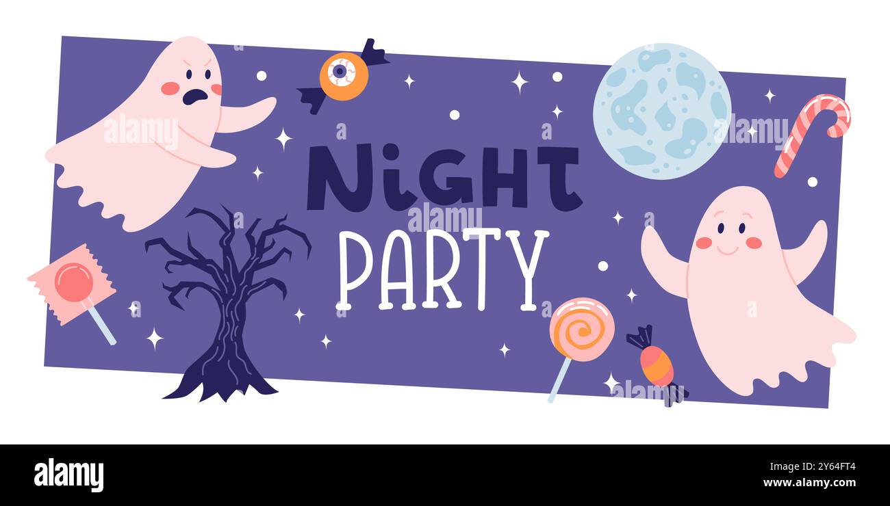 Halloween party cover or card design. Hand drawn calligraphy and cute ...