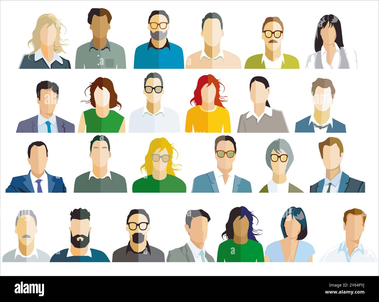 Group of people portrait, faces isolated on white background ...