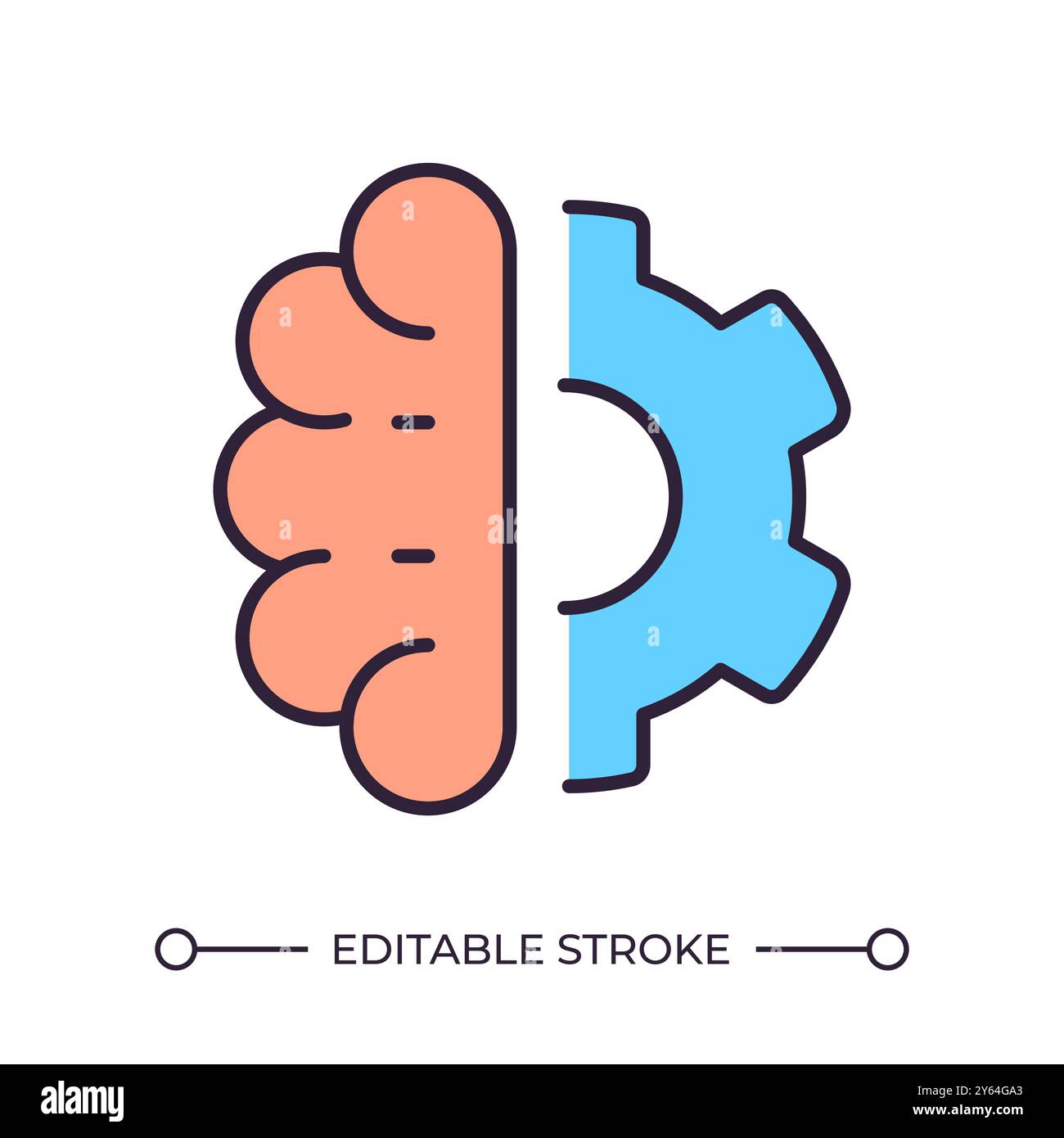 Human brain and gear RGB color icon Stock Vector Image & Art - Alamy