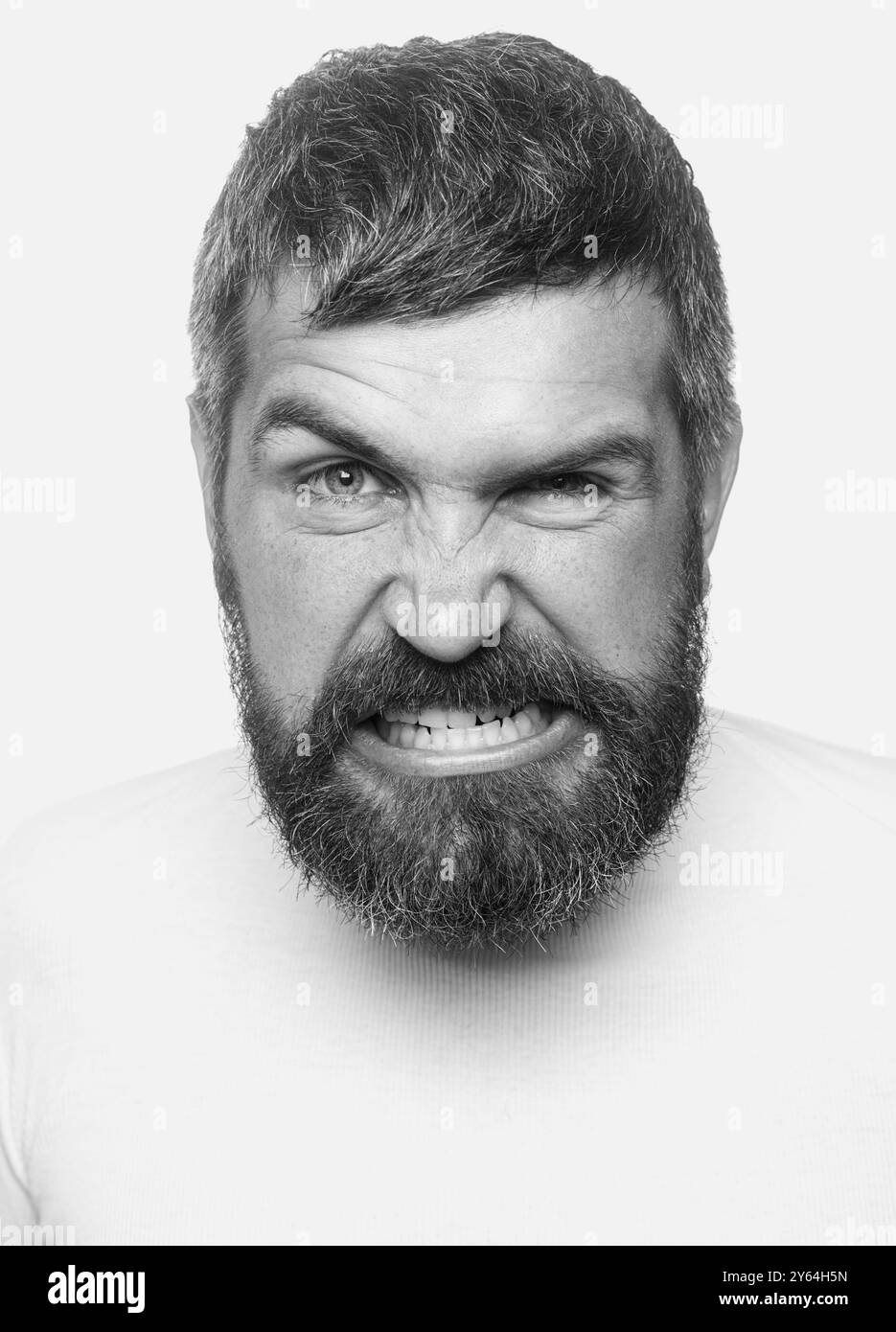 Man with angry expression. Angry hateful guy furious. Angry rage man ...