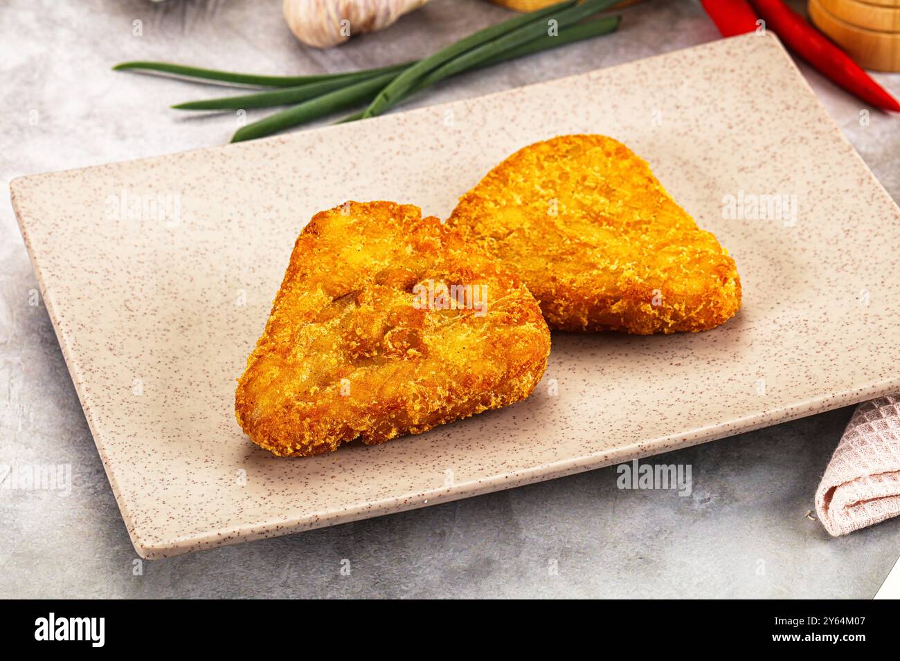 Fried potato hash brown snack for breakfast Stock Photo - Alamy