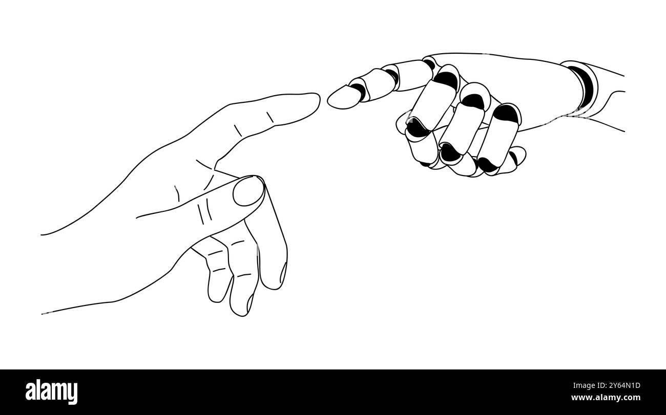 Artificial intelligence robot and human hands art Stock Vector Image ...
