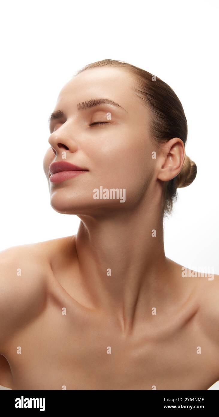 Self-love and care. Portrait of beautiful young woman with smooth ...