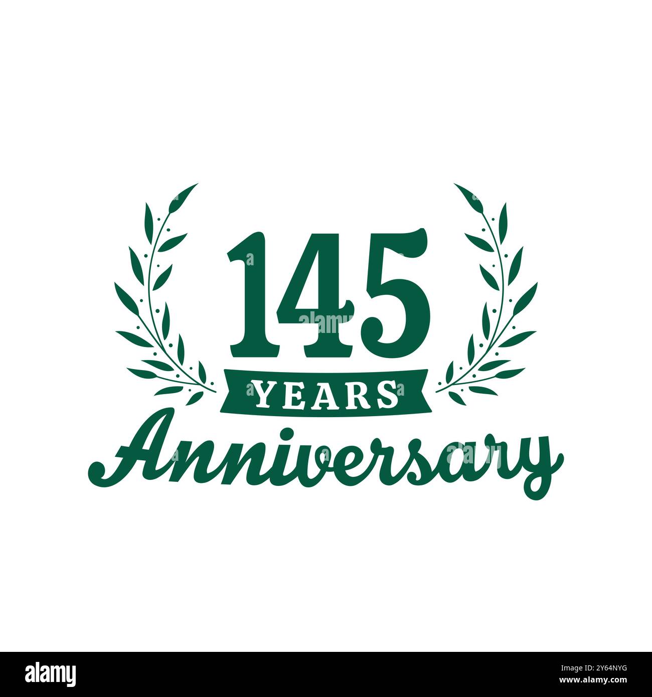 Celebrating 145 years anniversary logo design template. 145th ...