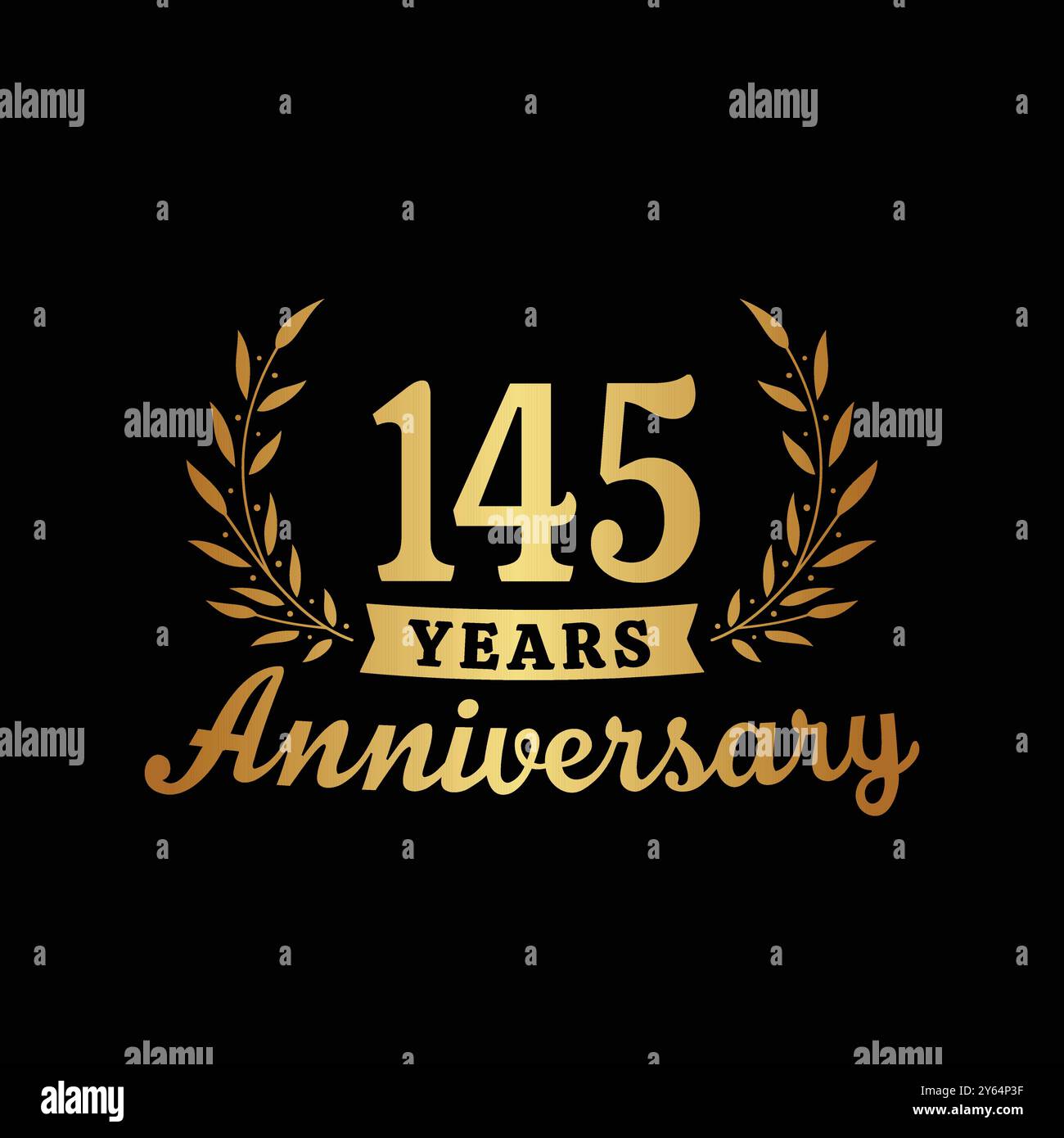 Celebrating 145 years anniversary logo design template. 145th ...