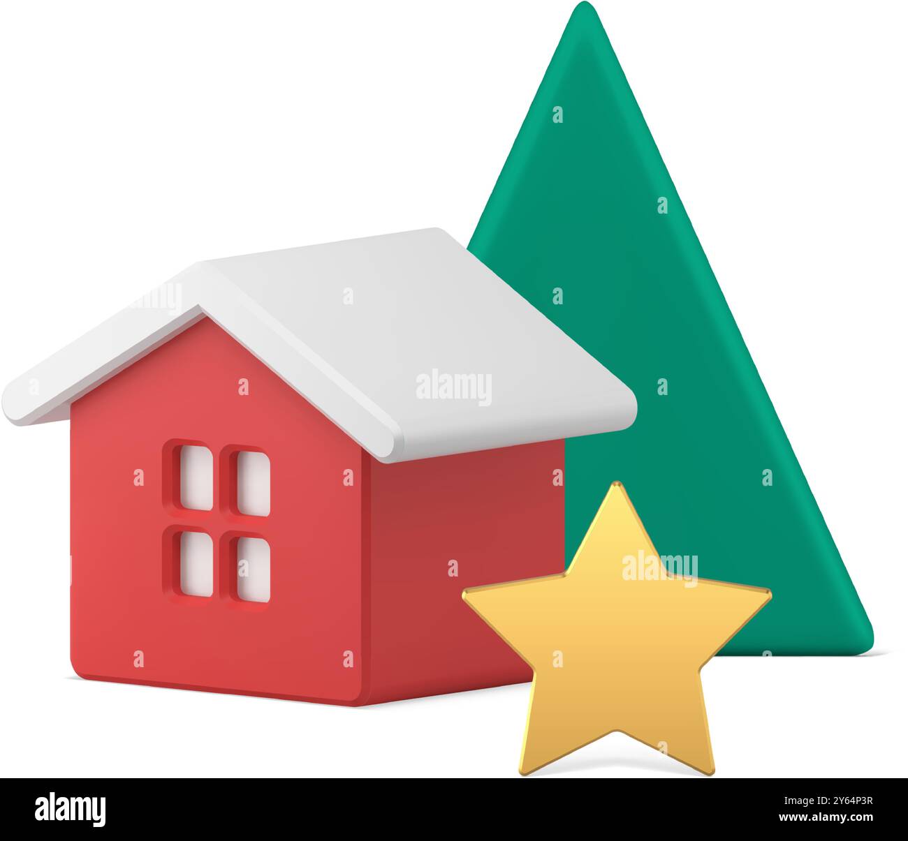 Cozy winter fairytale hut green abstract triangle pyramid Christmas ...